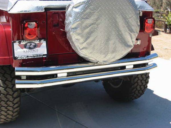 Jeep CJ Rampage Double Tube Rear Bumper with Receiver - Stainless Steel ...