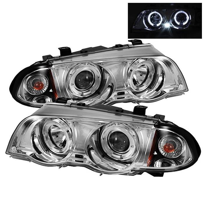 BMW 3 Series 4DR Spyder Projector Headlights - LED Halo - Amber ...
